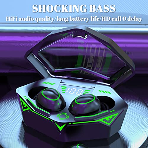 Wireless Bluetooth 5.2 Earbuds with RGB Light with Wireless Charging Case,Super HiFi Sound,Touching Control with Earhooks Headset Built-in Mic for Sport,Clear Calls,Work,Music