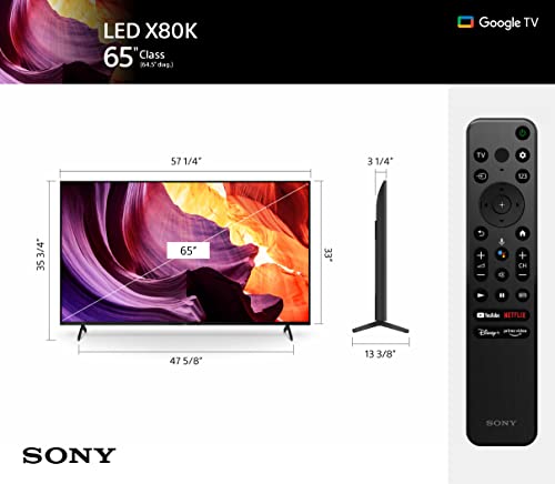 Sony 65 Inch 4K Ultra HD TV X80K Series: LED Smart Google TV with Dolby Vision HDR KD65X80K- 2022 Model