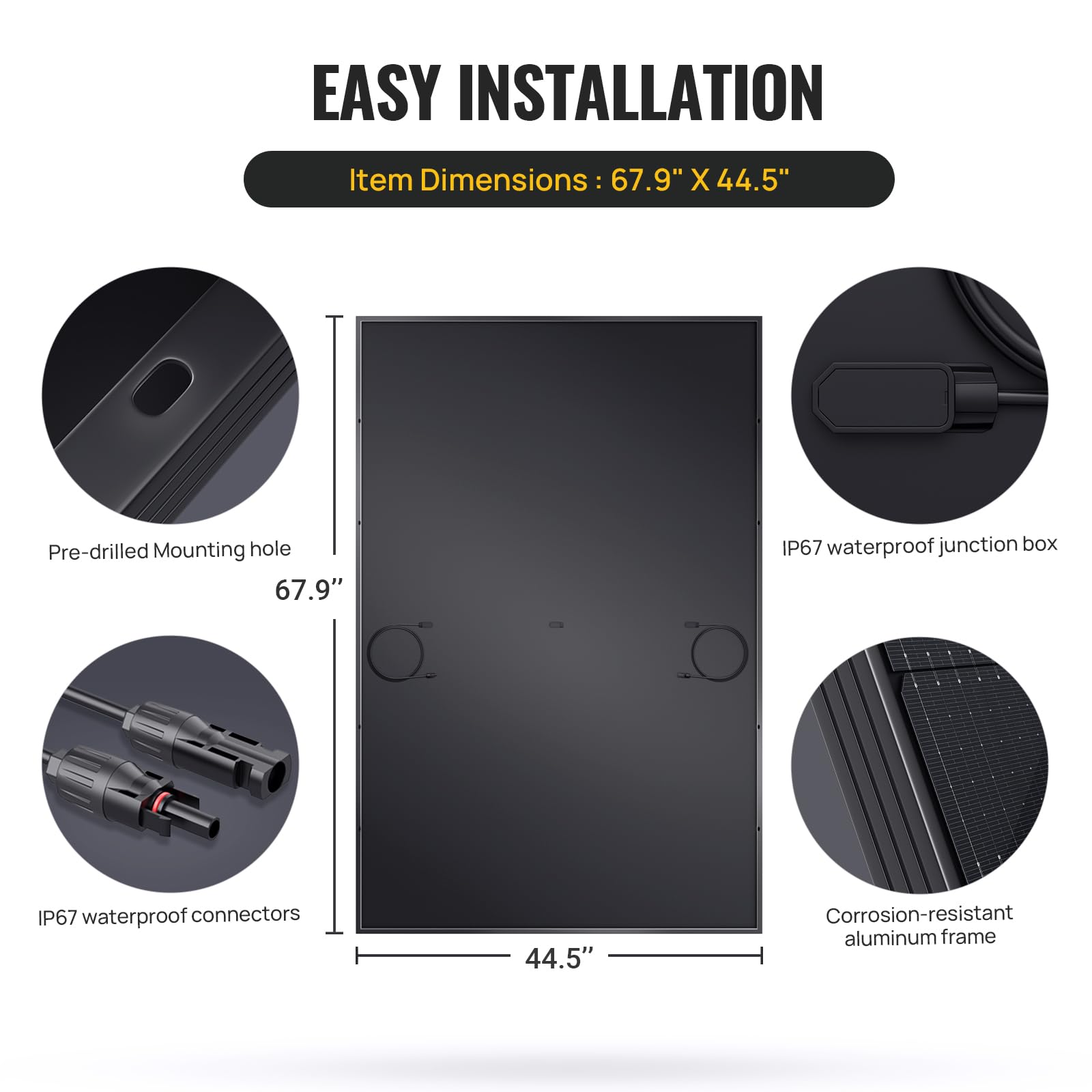 BougeRV 400 Watts 10BB Mono Solar Panel, All Black Frame Monocrystalline Technology Work with 12/24 Volts Charger for RV Camping Home Boat Marine Off-Grid