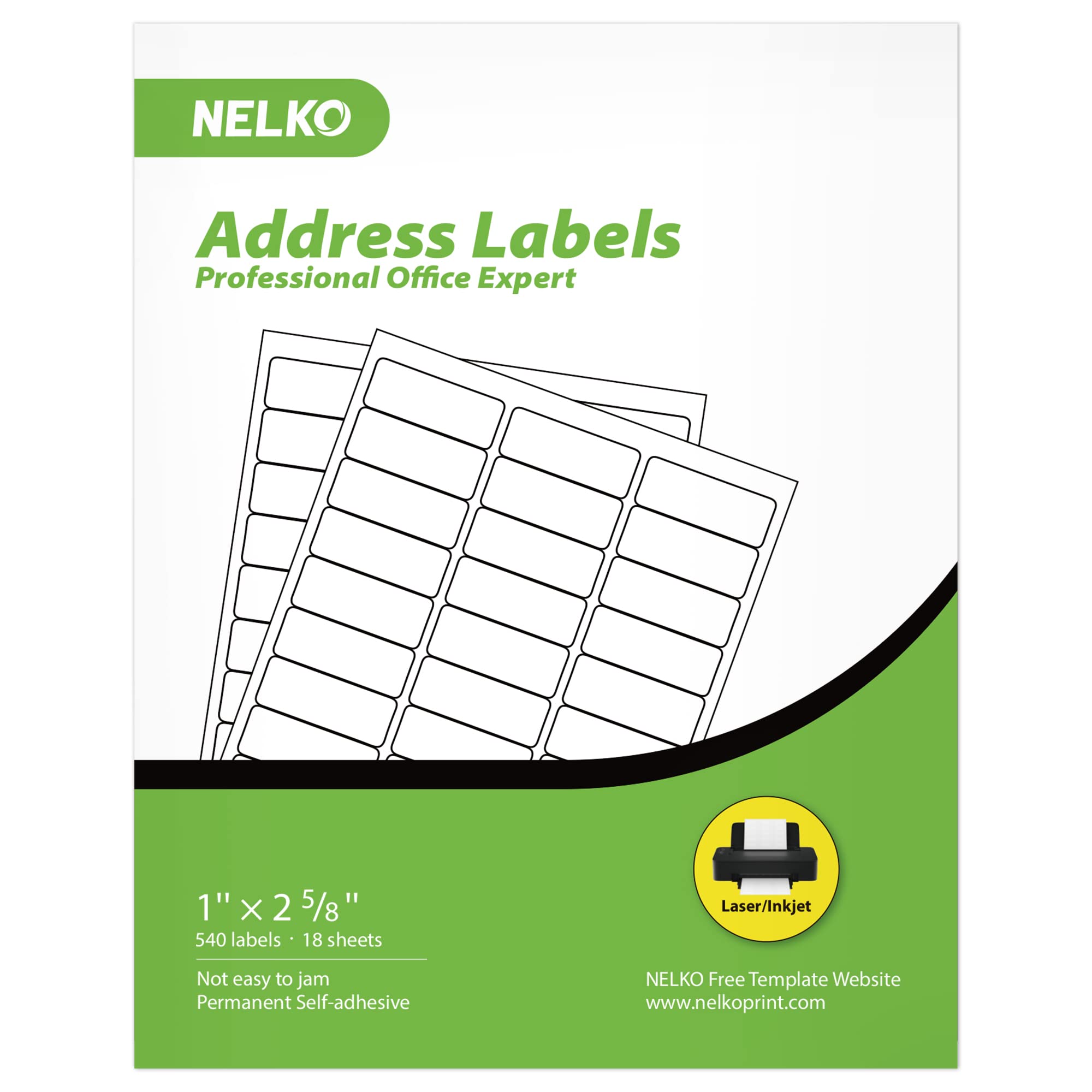 Address Labels, 1" x 2-5/8" NELKO Shipping Address Labels for Laser & Inkjet Printers
