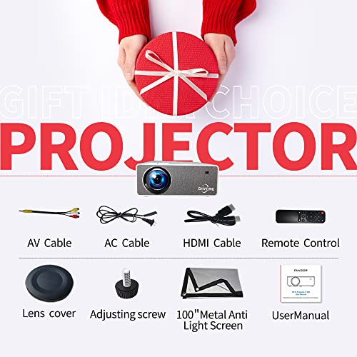 Native 1080P WiFi Bluetooth Projector(with 100" Metal Anti Light Screen),DIVCRE 9000L Full HD 220" Portable Projector , Home Theater Video Projector,Compatible with iOS,Android,HDMI,VGA,USB,AV