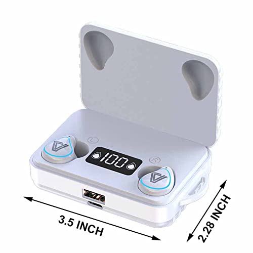 Wireless Bluetooth Headphones, with Charging Case, LCD Display, Noise Cancelling Microphone, HiFi Stereo Sound, 2000 mAh Charging Box, for Sport, Gaming