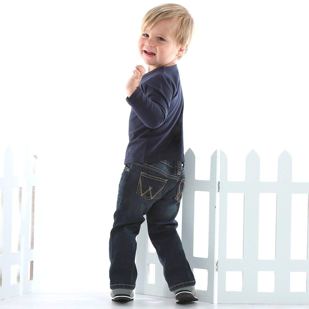 Wrangler Baby Boys' Five Pocket Boot Cut Jean, Dark Blue, 24 Months