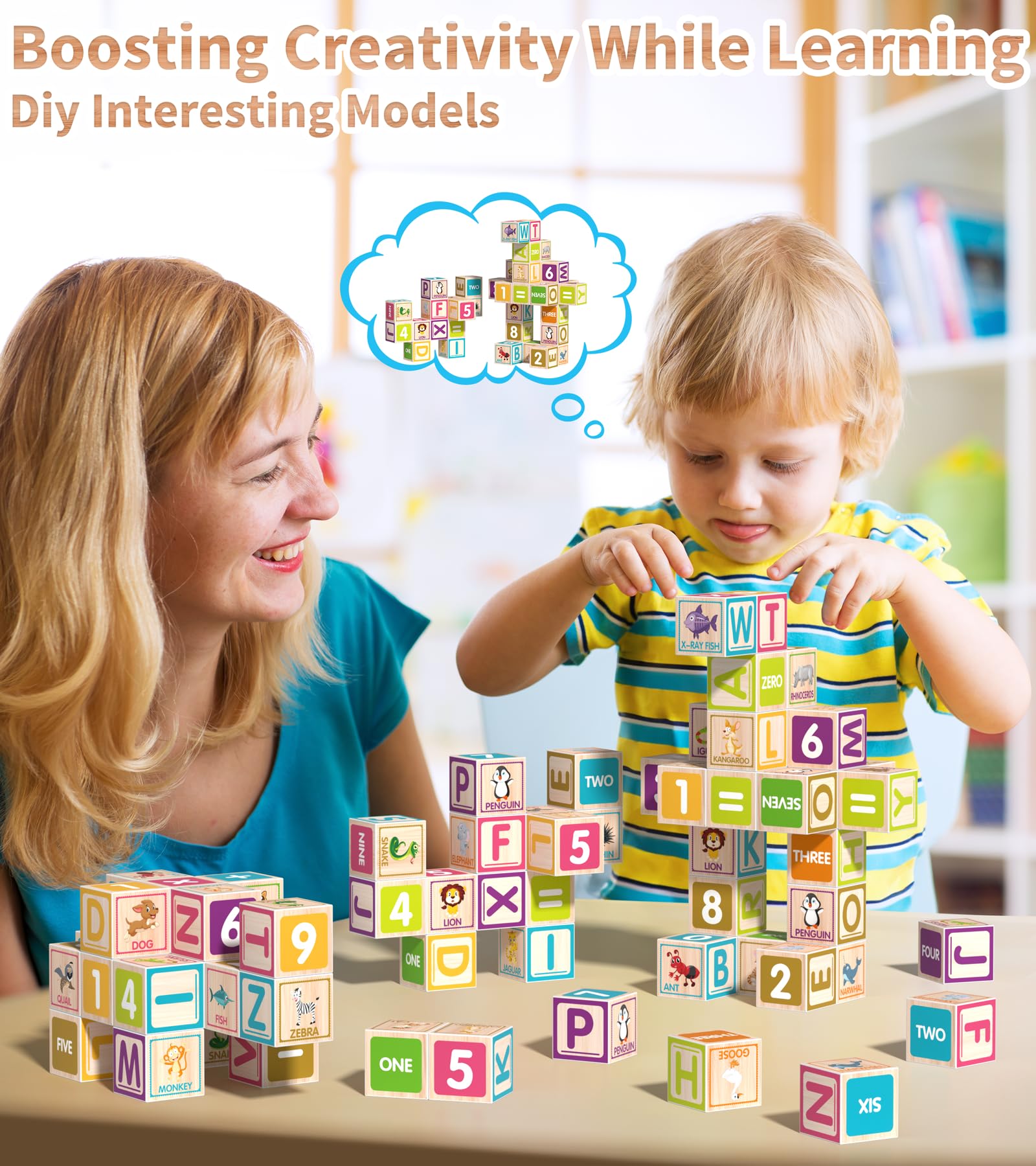 Magnetic Blocks Classroom Must Have Educational Magnet Number Letter Building Cubes Toys for Kids Preschool, Stem Numberblocks Learning Math Counting 123 and Reading Alphabet ABC for Toddlers