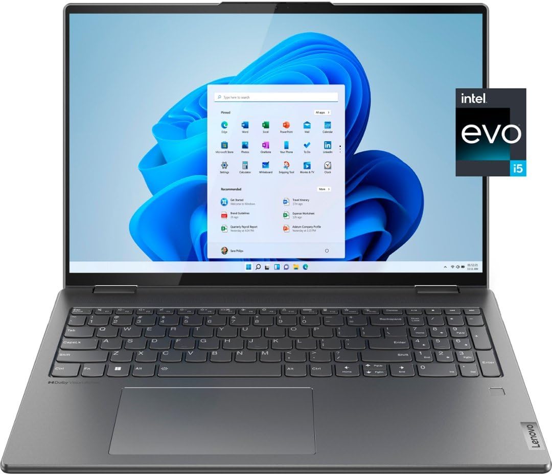 Lenovo Yoga 7i 16" WUXGA 2-in-1 Touch Laptop, Intel 13th Generation Core i5-1335U Processor, 4.6GHz, 10-core, 8GB RAM 1TB SSD, Backlit KB, Fingerprint, WiFi 6E, Win11, Storm Grey, W/GaLiMu