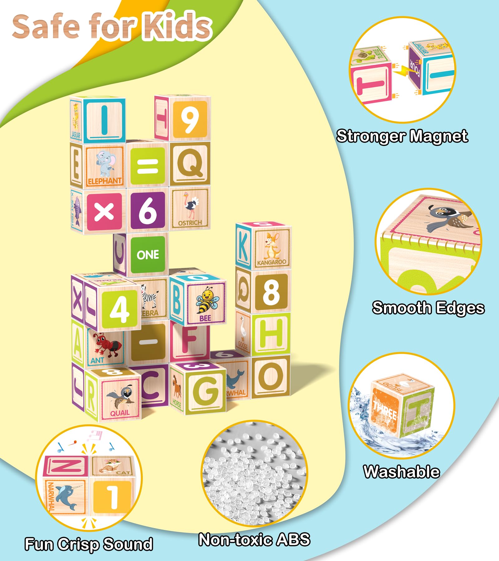 Magnetic Blocks Classroom Must Have Educational Magnet Number Letter Building Cubes Toys for Kids Preschool, Stem Numberblocks Learning Math Counting 123 and Reading Alphabet ABC for Toddlers