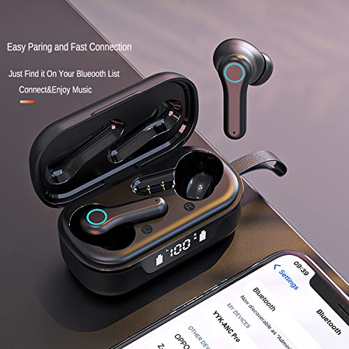 Bluetooth 5.2 Wireless Earbuds, 4 Mic Call Noise Cancelling Wireless Headphones with LED Display, Loud Sound Clear Call Deep Bass in-Ear Headphones with Charging Case Compatible for iPhone Android