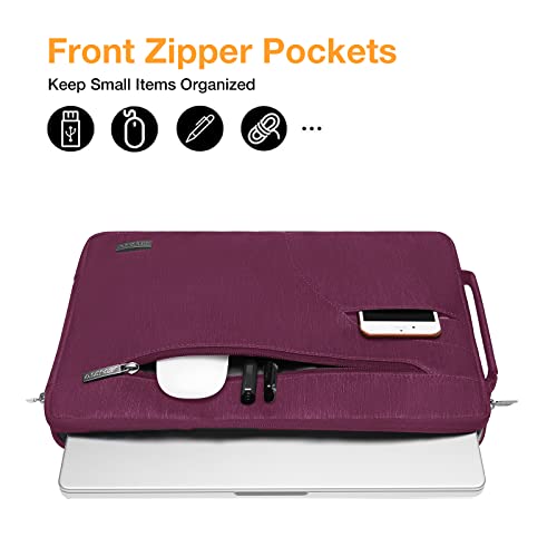 MOSISO Laptop Shoulder Bag Compatible with MacBook Air/Pro,13-13.3 inch Notebook,Compatible with MacBook Pro 14 2023-2021 A2779 M2 A2442 M1, Polyester Briefcase Sleeve with Side Handle, Burgundy