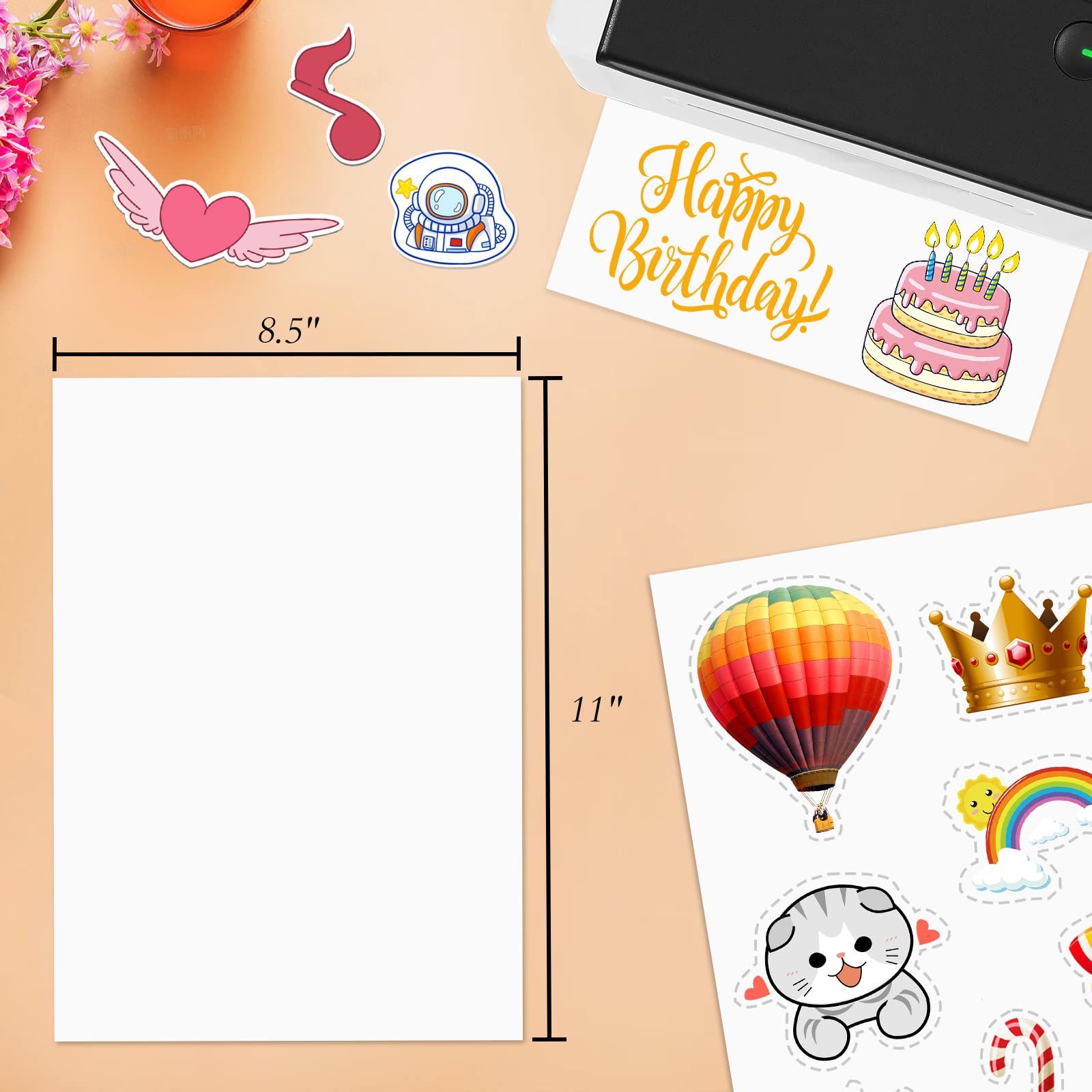 NefLaca 100 Full Sheets Sticker Paper for Laser & Ink Jet Printers, 8.5" x 11" Full Sheet Address Shipping Label, 100 Sheets 100 Labels