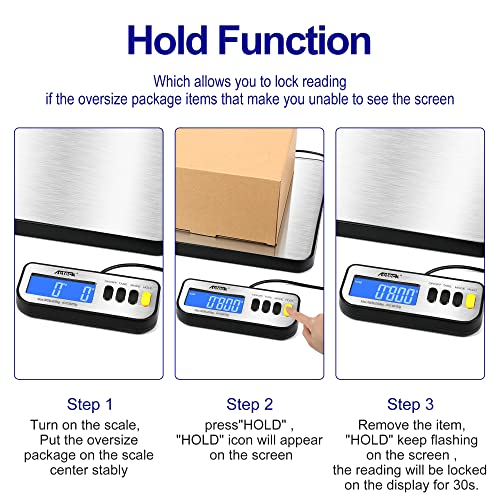 Acteck A-LX460 460lb x 0.1lb Digital Heavy Duty Shipping and Postal Scale with Large Stainless Steel Platform, Batteries and Ac Adapter Included