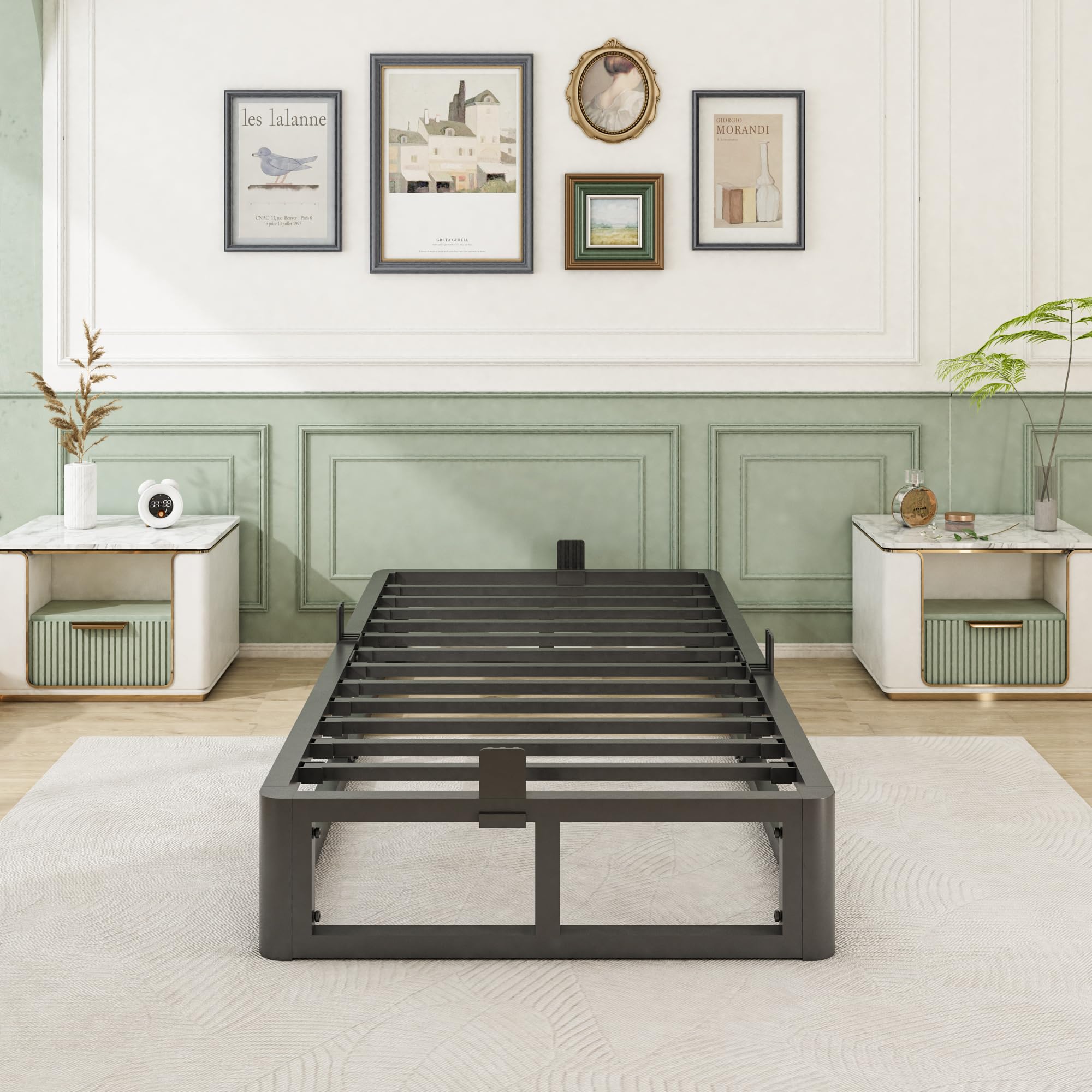 Firpeesy Upgrade Anti Bending and Round Corner Legs 10 inch Metal Twin Bed Frame 3500 LBS Heavy Steel Slats Support Platform Bed Frames No Box Spring Needed Platform Noise Free Easy Assembly