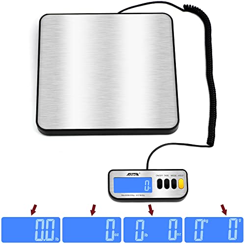 Acteck A-LX460 460lb x 0.1lb Digital Heavy Duty Shipping and Postal Scale with Large Stainless Steel Platform, Batteries and Ac Adapter Included