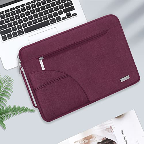 MOSISO Laptop Shoulder Bag Compatible with MacBook Air/Pro,13-13.3 inch Notebook,Compatible with MacBook Pro 14 2023-2021 A2779 M2 A2442 M1, Polyester Briefcase Sleeve with Side Handle, Burgundy
