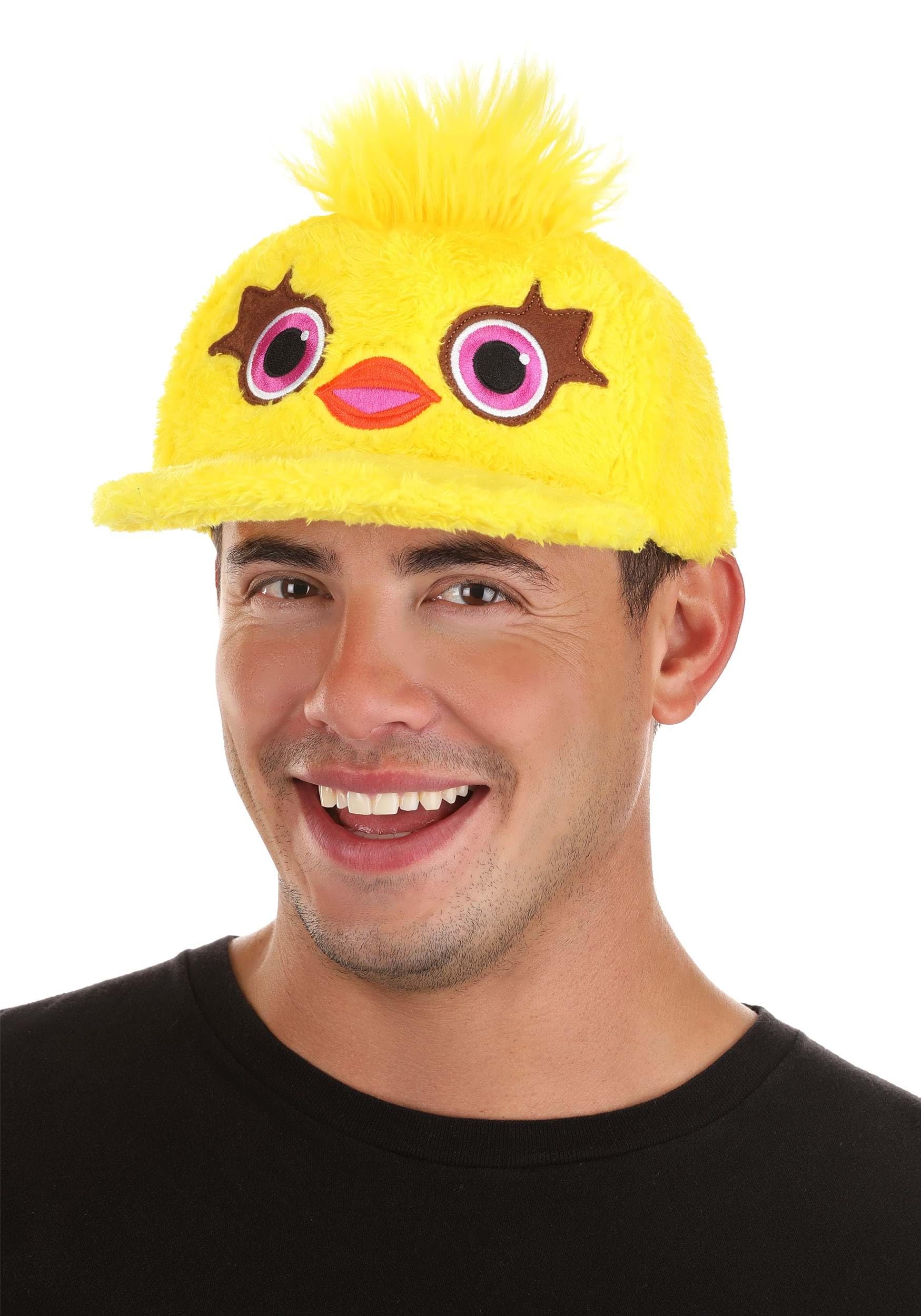 elope Disney Ducky Toy Story Fuzzy Cap - Faux Fur with Embroidered Features - One Size Fits Most - Yellow