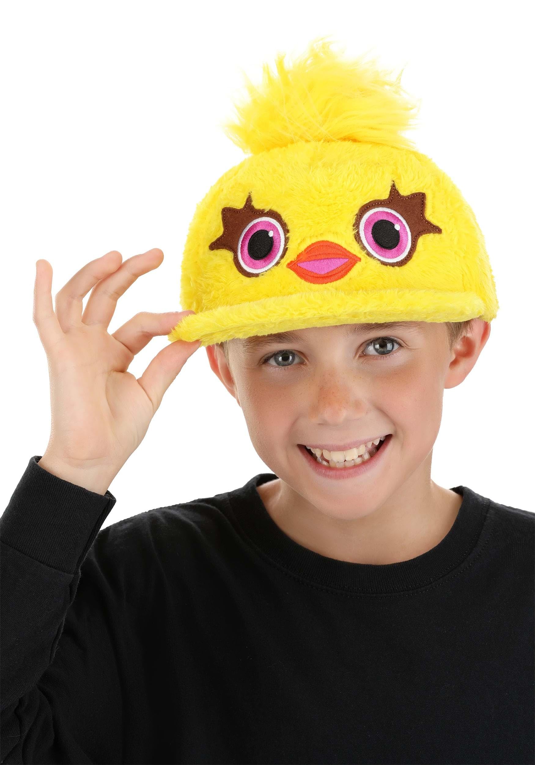 elope Disney Ducky Toy Story Fuzzy Cap - Faux Fur with Embroidered Features - One Size Fits Most - Yellow