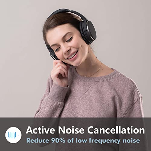 Srhythm NC25 Active Noise Cancelling Stereo Headphones Bluetooth 5.0, ANC Headset Over-Ear Bundle with Pack of 4 Headphones Replacement,Audio Cable 3.5mm/Type-C Cable/Aircraft Adaptor/6.35 to 3.5mm