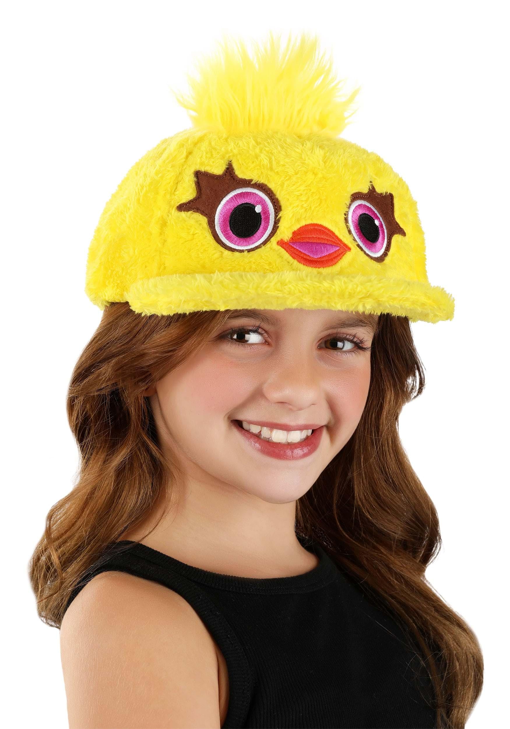elope Disney Ducky Toy Story Fuzzy Cap - Faux Fur with Embroidered Features - One Size Fits Most - Yellow