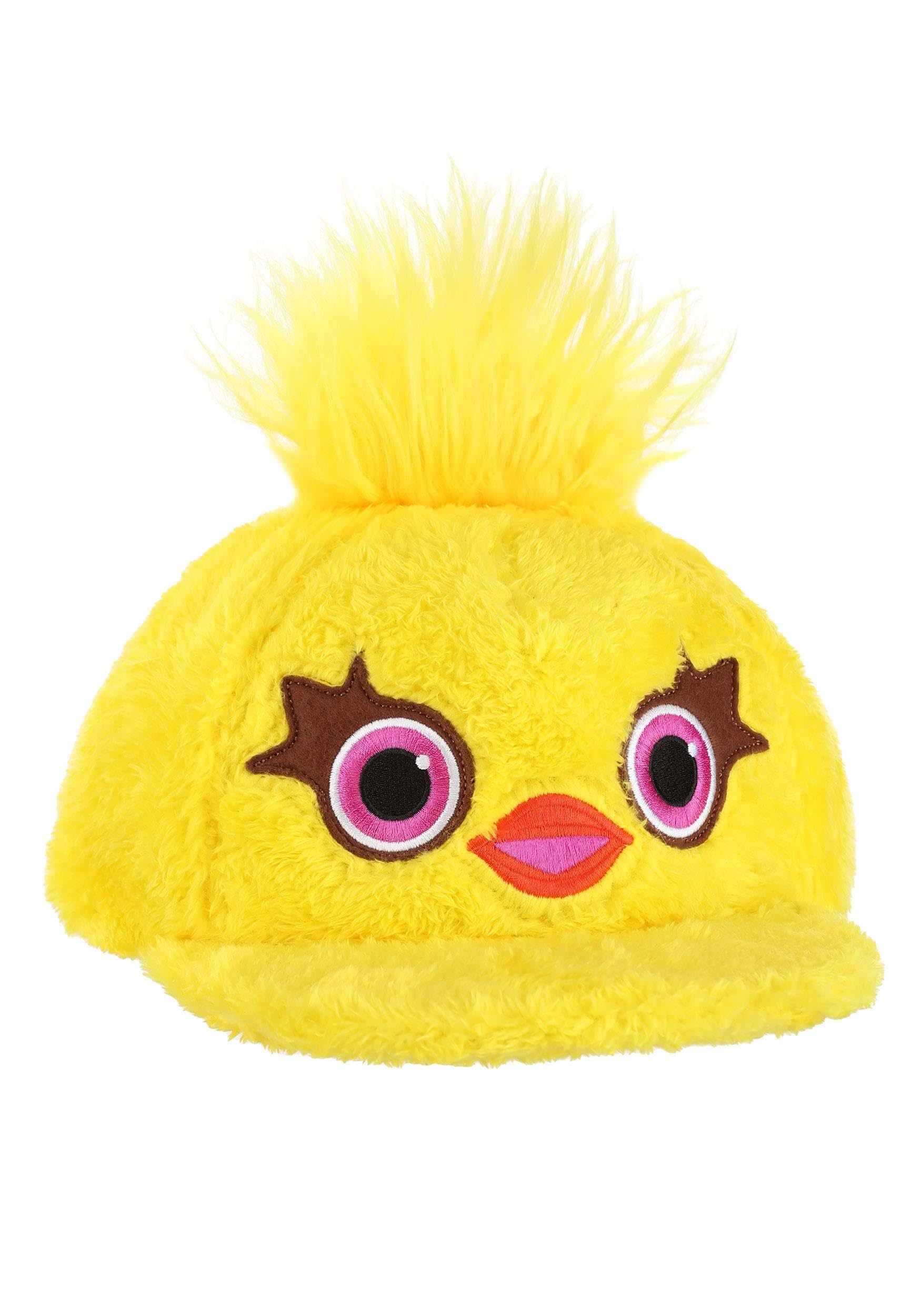 elope Disney Ducky Toy Story Fuzzy Cap - Faux Fur with Embroidered Features - One Size Fits Most - Yellow