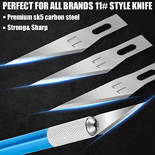 JTIEO 60 PCS Exacto Knife Blades High Carbon Steel #11 Replacement Hobby Blade Hobby Knife Blades Refills Art Blades with Storage Case Exacto Blade for Art, Craft, Scrapbooking, Stencil