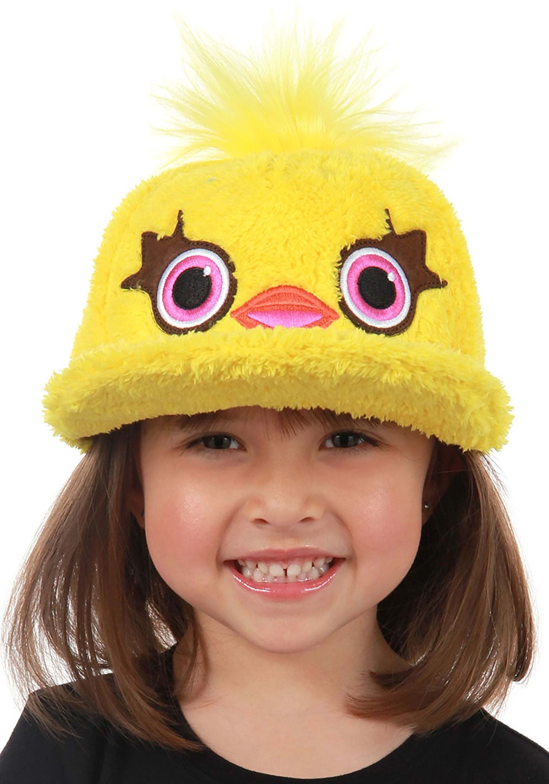 elope Disney Ducky Toy Story Fuzzy Cap - Faux Fur with Embroidered Features - One Size Fits Most - Yellow
