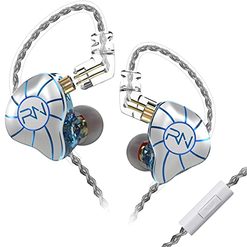 RevoNext in Ear Monitor Earbuds Wired HiFi Stereo Earbuds with Microphone Quadruple Drive Professional RH-215 in Ear Monitors for Musicians Drummers Singers Earbuds(White)