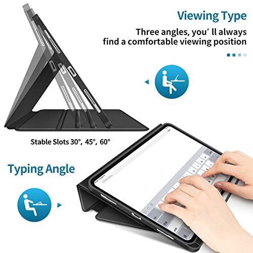 BuKoor iPad Pro 12.9 inch Case 6th Generation (2022) 5th/4th/3rd Generation (2021/2020/2018) with Pencil Holder, Auto Sleep/Wake,Vegan Leather Smart Cover (Black)