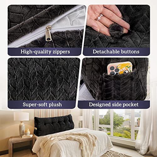 TerriTrophy Triangular Wedge Headboard Pillow Large Bolster Bed Rest Reading Pillow Backrest Positioning Support Bolster Cushion with Removable Cover