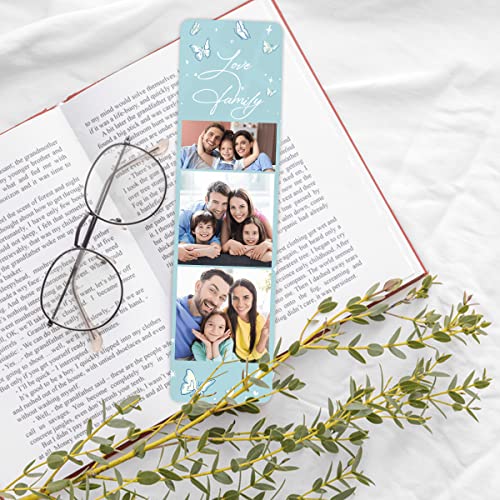 Generic Personalized Bookmark, Customized Family Photo Poster, Picture Frame Bookmarks with Text Message, Design Your Own Marker Ornament Ruler, Gifts for Mom Dad Kids Book Lover On Birthday