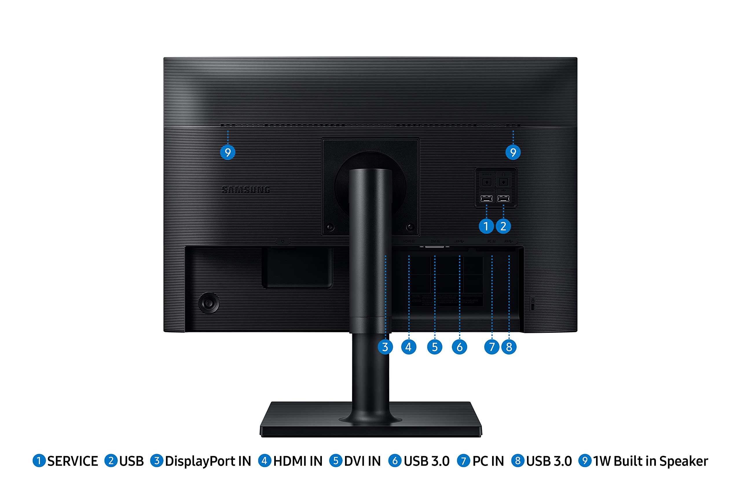 SAMSUNG FT45 Series 24-Inch WUXGA 1920 x 1200 Computer Monitor, 75Hz, IPS Panel, HDMI, DisplayPort, DVI, USB Hub, Built-in Speakers, Height Adjustable Stand, 3 Yr WRNTY (LF24T454GYNXZA),Black