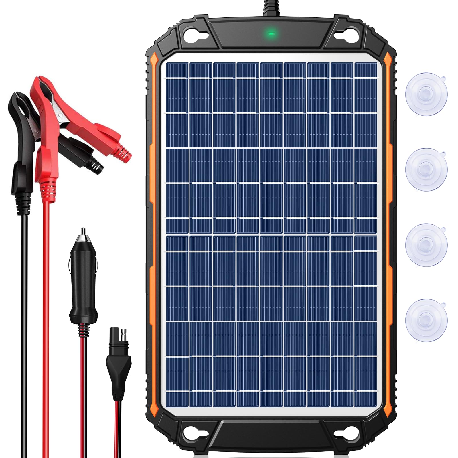 GROPOW 10W 12V Solar Battery Trickle Charger Maintiner, Built-in Smart MPPT Charge Cntroller, Waterproof 10 Watt 12 Volt Solar Panel Charging Kits for Car Auto Boat Marine RV Trailer Motorcycle, etc