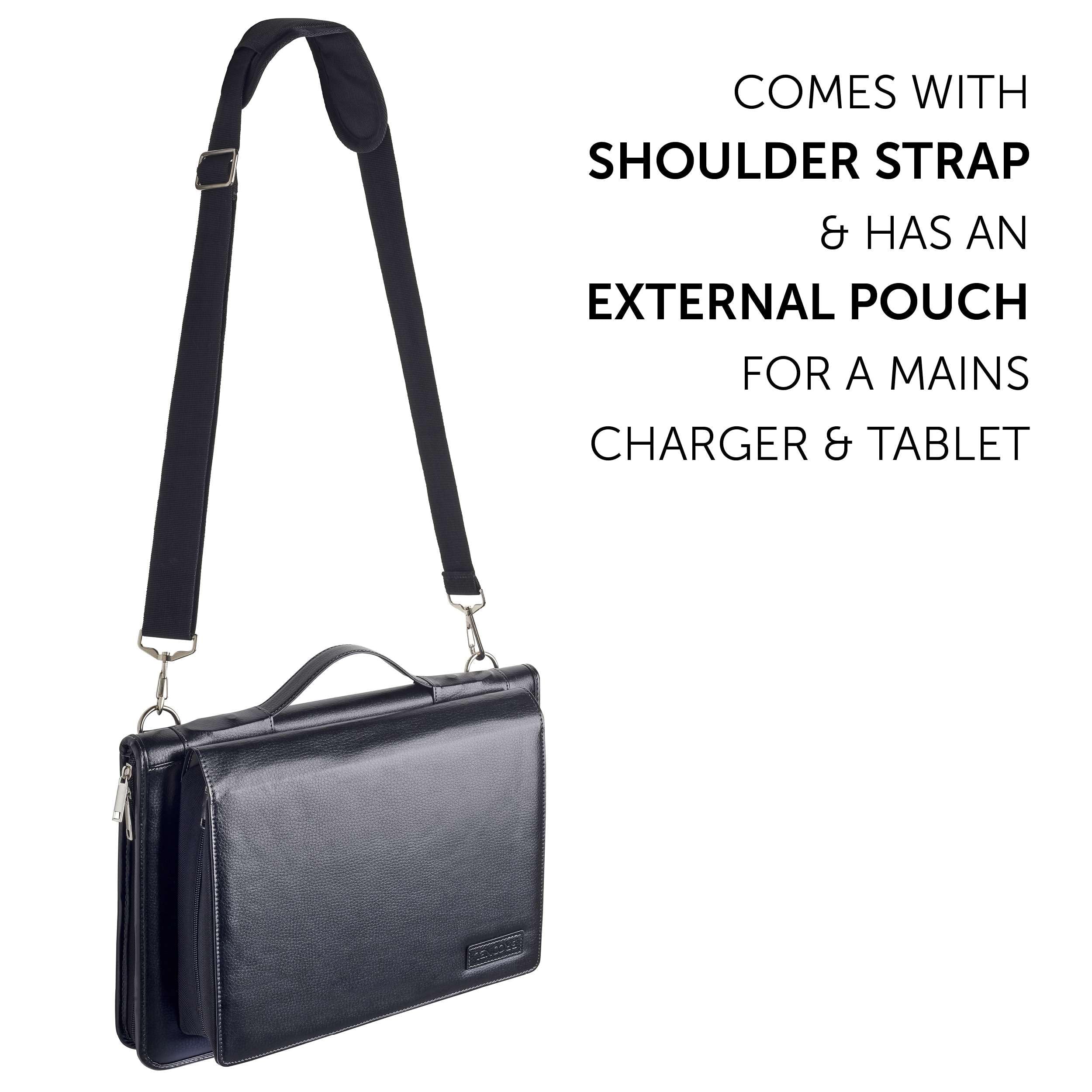Broonel Black Leather Laptop Messenger Case - Compatible with HP EliteBook 830 G9 13" WUXGA Laptop