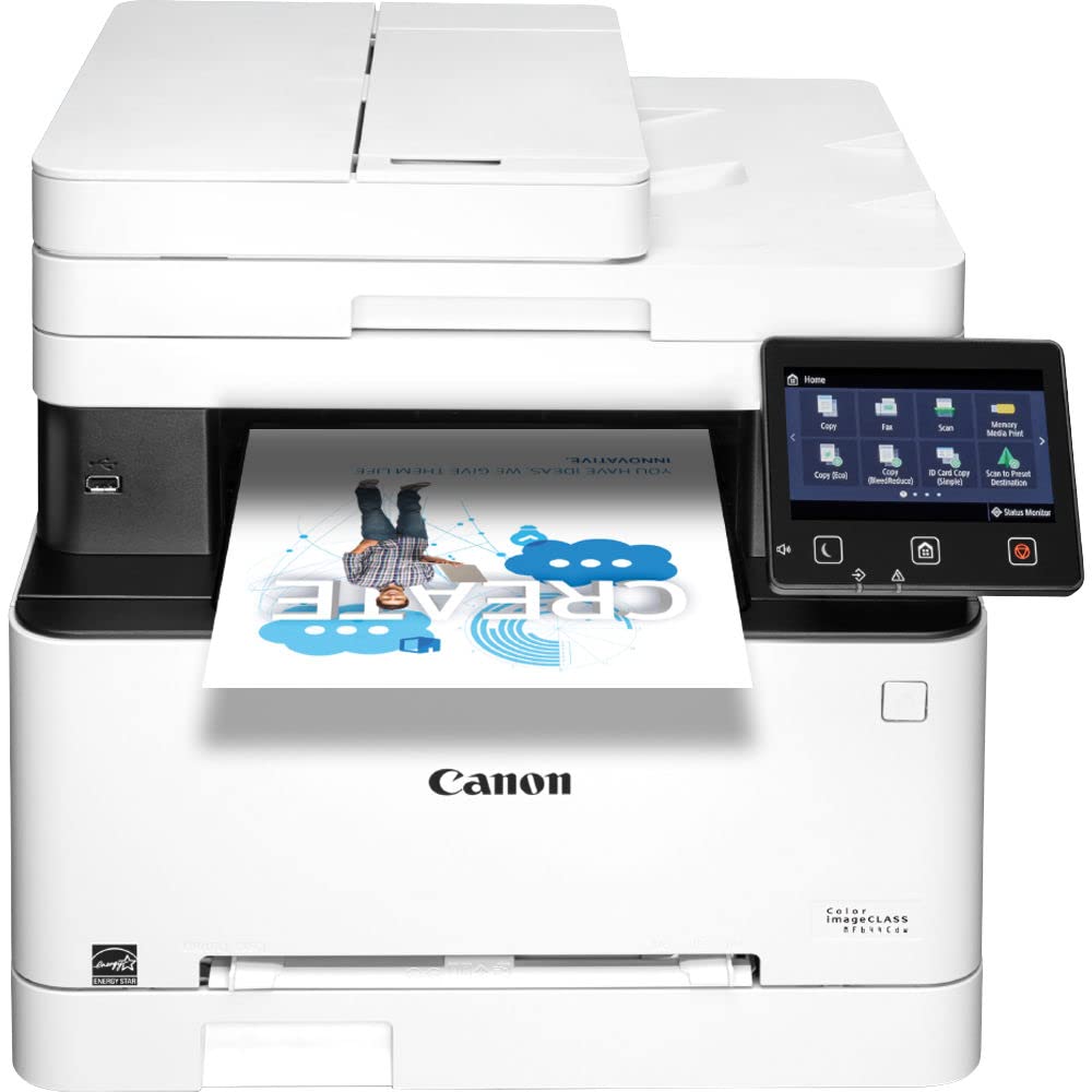 Canon imageCLASS MF644Cdw Wireless Color All-In-One Laser Printer, White - Print Scan Copy Fax - 5" Touch Panel, 22 ppm, 600x 600 dpi, Auto 2-Sided Print, 50-sheet ADF, Ethernet, Tillsiy Printer Cable