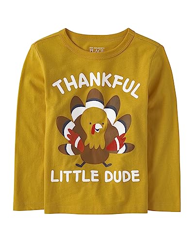 The Children's Place Unisex-Baby and Toddler Long Sleeve Fall Thanksgiving Graphic T-Shirt Thankful Dude 18-24 Months