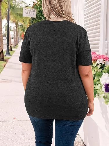 Plus Size Thankful Blessed and Kind of A Mess Shirt Women Thanksgiving Thankful Tshirt Casual Short Sleeve Fall Tee Top