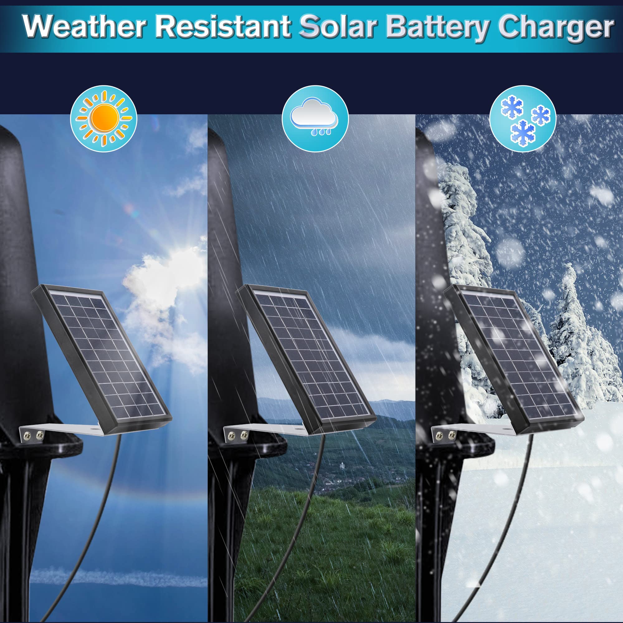 Solar Panel for Deer Feeder 12V 3.5W Waterproof Outdoor Solar Battery Charger with Metal Mounting Bracket Alligator Clip Feeder Solar Panel