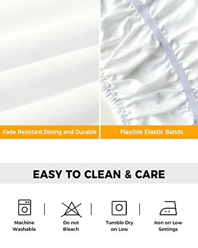 Boho Bed Skirt King Size 18 Inch Drop, Adjustable & Elastic Wrap Around Bed Skirts Pleated Luxury Dust Ruffles for Twin Full Queen Cal King Base Bed, Casual Geometric Tribal Modern Black White