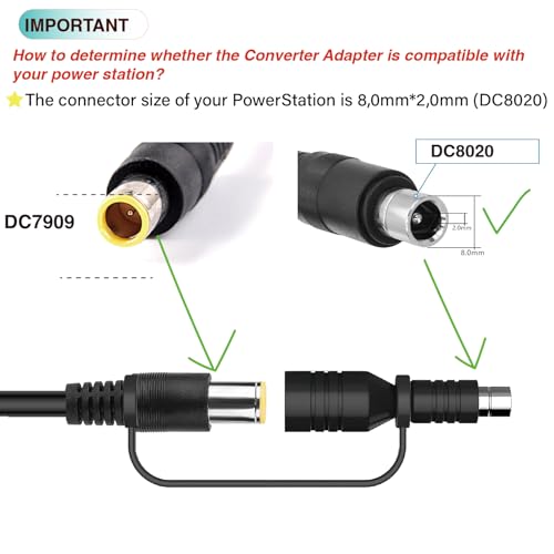 helpers lab 8mm DC7909 Connector to DC8020 Adapter for Solar Panel RV Portable Power Station Solar Generator Compatible with Jackery Explorer Series 3000 2000 1500 1000 Pro 2000 1000 700 Plus -1 PCS