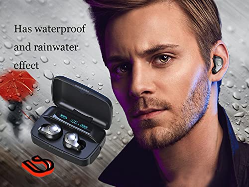 UScarmen Wireless Earbuds New Technology Air 4 mics Bluetooth 5.0 Earbud Touch Control USB-C Quick Charge deep Bass in-Ear Detection Headphones (Black F8)