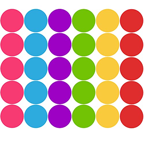 30 Pieces 6 Inch Classroom Floor Dots Floor Stickers Multicolor Classroom Dot Spots for Line up Markers Self Adhesive Vinyl Stickers for Preschool and Kindergarten Elementary Teachers (Classic Color)