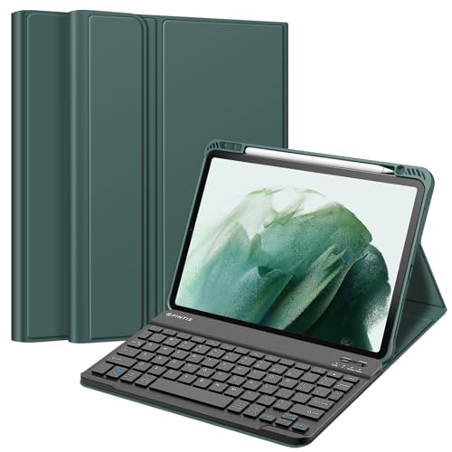 Fintie Keyboard Case for iPad Pro 11-inch (4th / 3rd Generation) 2022/2021 - Soft TPU Back Cover with Magnetically Detachable Bluetooth Keyboard, Also Fit iPad Pro 11" 2nd / 1st Gen, Midnight Green