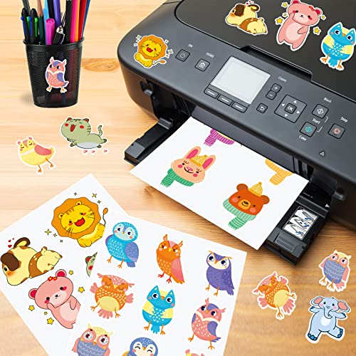 Printable Vinyl Glossy Sticker Paper for Inkjet Printer 100 Sheets White Waterproof Self-Adhesive Sheets 8.5x11 Inches