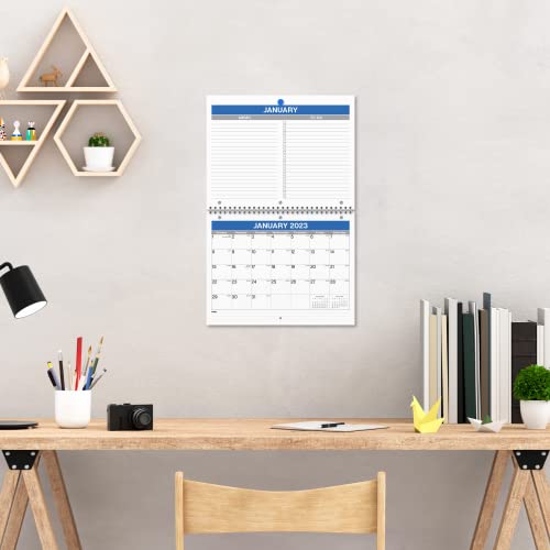 Dunwell Small Wall Calendar 2023-2024 - (Blue, 8.5x11"), Use Now to June 2024, Monthly Calendar for Notebook, Three Hole Punched, Use with Binder Folder, Desk or Wall, or Desktop Calendar 2023 2024