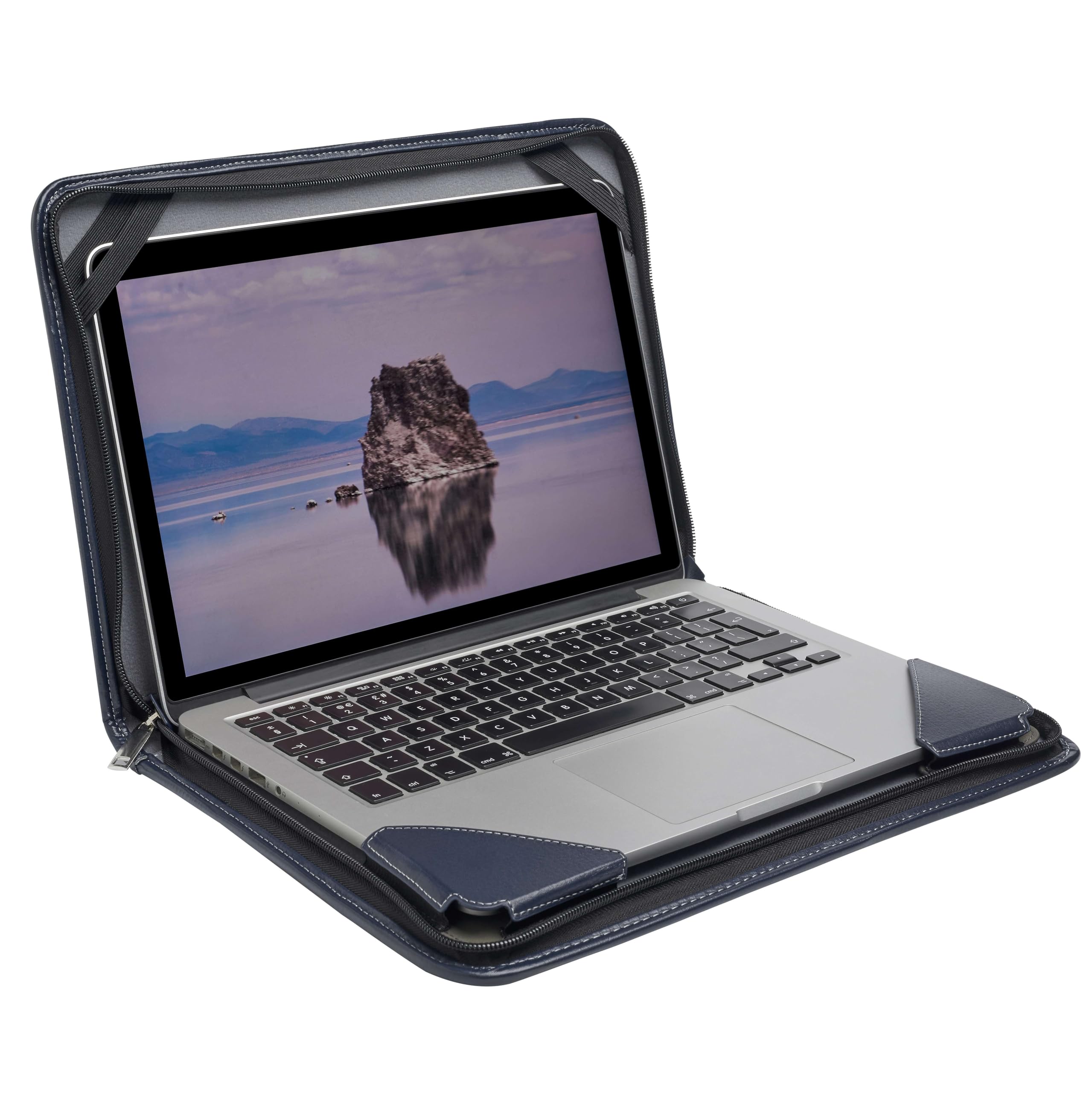Broonel Blue Leather Laptop Messenger Case - Compatible with ASUS Vivobook 16X M1603QA 16.0 WUXGA Laptop