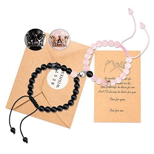 KINGSIN Long Distance Relationship Gifts Matching Couples Stuff Crown King Queen Bracelet Bracelet Couple Gift for Boyfriend Girlfriend Him Her Husband Wife Friendship
