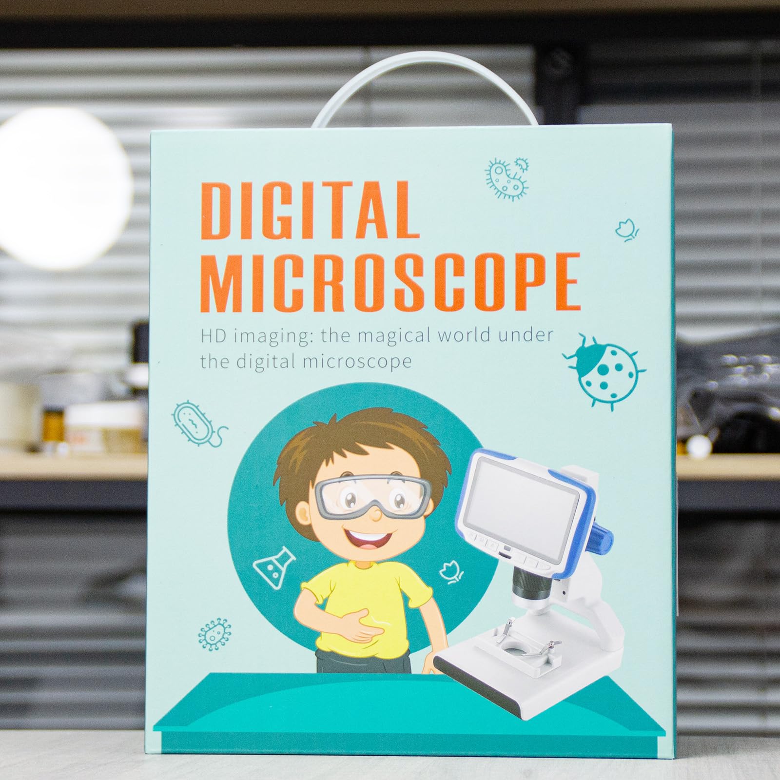 Andonstar AD205 Digital Microscope 200X Magnification USB LCD Microscope for Children, Student, Hobbyist DIY, with Slides Kit School Lab Fun&Educational Plant Insect Specimen Slides Observation
