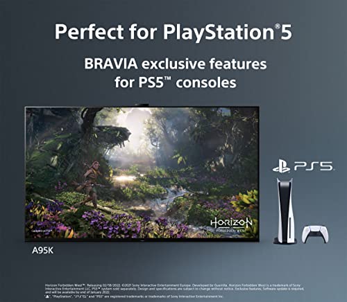 Sony 65 Inch 4K Ultra HD TV A95K Series: BRAVIA XR QD-OLED Smart Google TV with Dolby Vision HDR, Bluetooth, Wi-Fi, USB, Ethernet, HDMI and Exclusive Features for Playstation 5 XR65A95K- 2022 Model