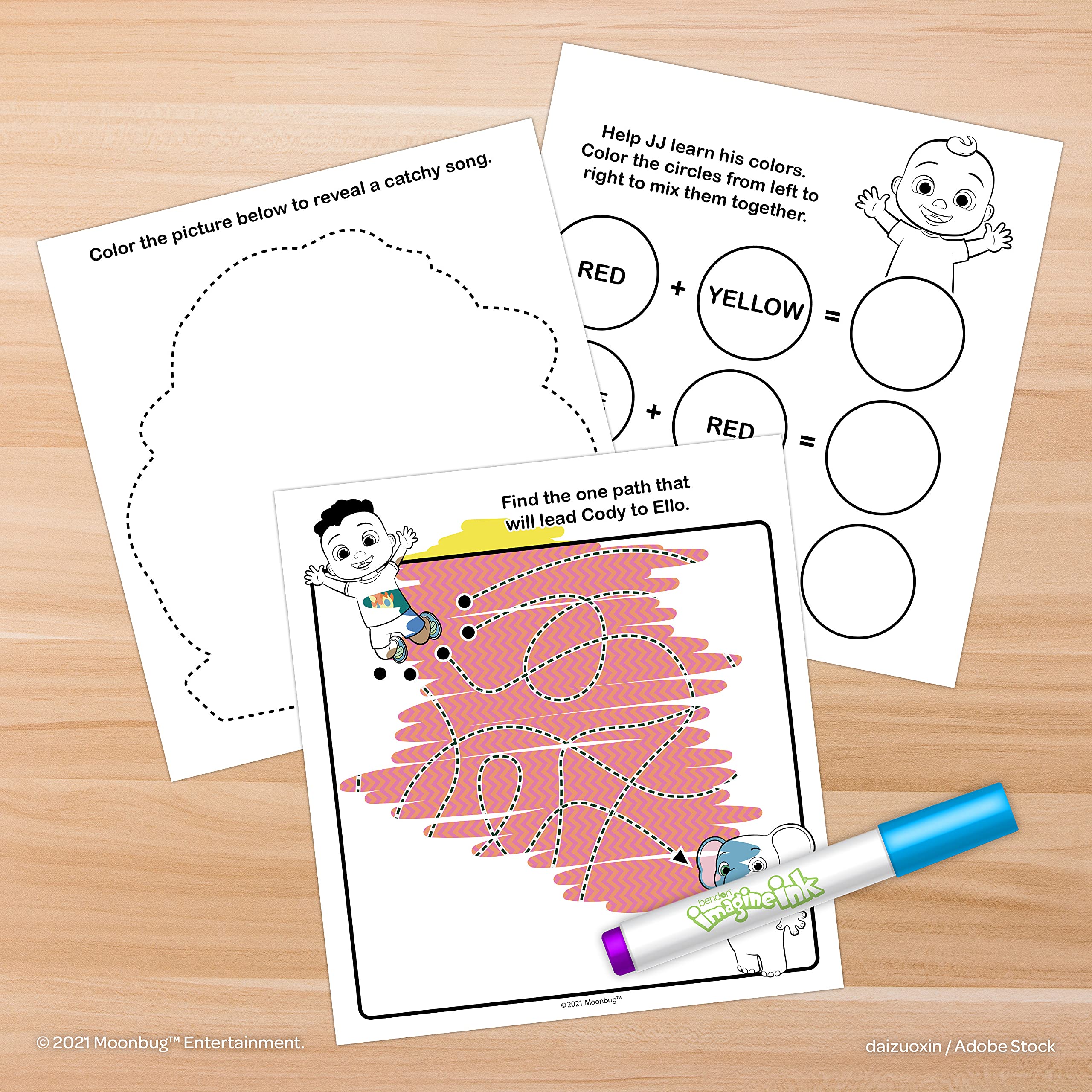 Bendon CoComelon 20 Page Imagine Ink Coloring Book with 1 Mess Free Marker