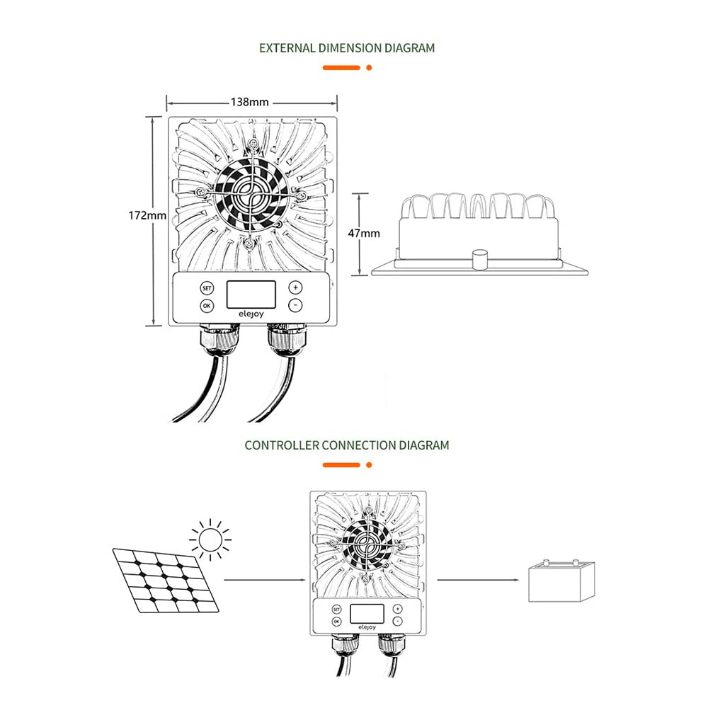 dsfen 600W Solar 10-30V Voltage Adjustable with LCD Display Maximum Power Point Tracking Photovoltaic Step-down Adapt to Various Batteries