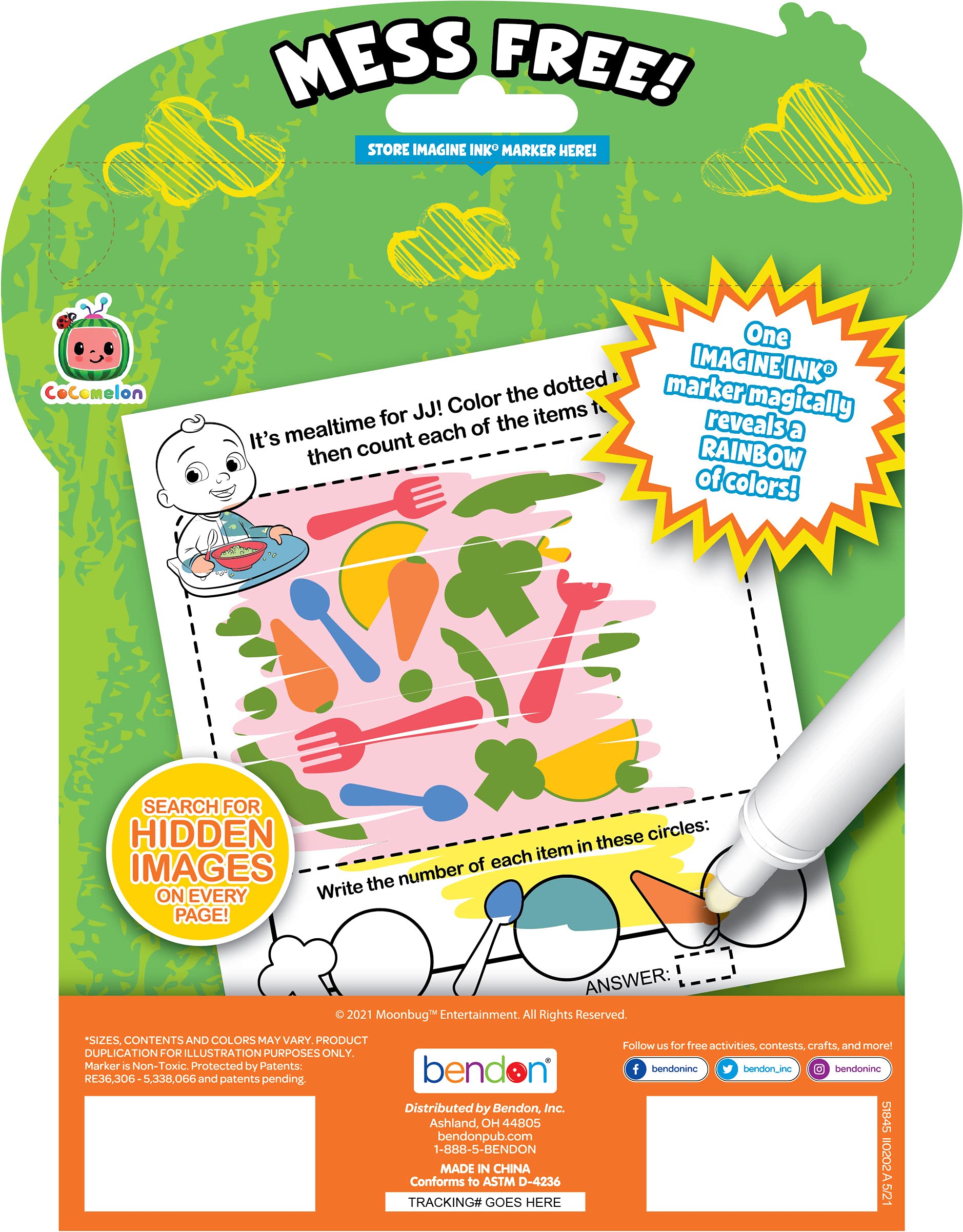 Bendon CoComelon 20 Page Imagine Ink Coloring Book with 1 Mess Free Marker