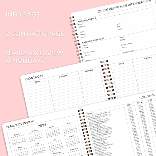 Planner 2023-2024 - July 2023 - June 2024, 2023-2024 Planner, Academic Planner 2023-2024, 8" x 10", 2023-2024 Weekly and Monthly Planner with Marked Tabs, Hardcover with Thick Paper + Contacts + Calendar + Holidays, Twin-Wire Binding - Pink Marble